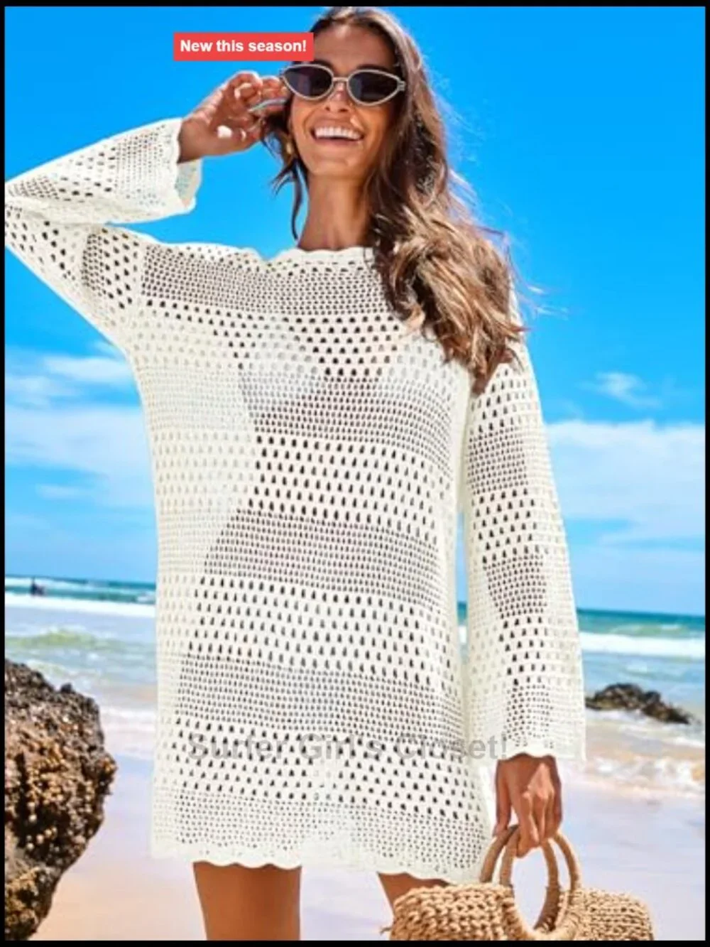 Swim | Handmade Crochet Knit Sheer Swim Cover Up Beach Dress Long ...